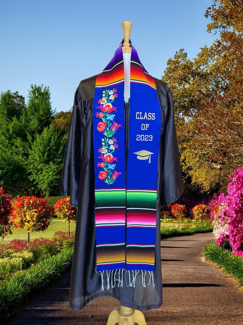 Floral Embroidered Personalized Sarape Graduation Stole Class - Etsy