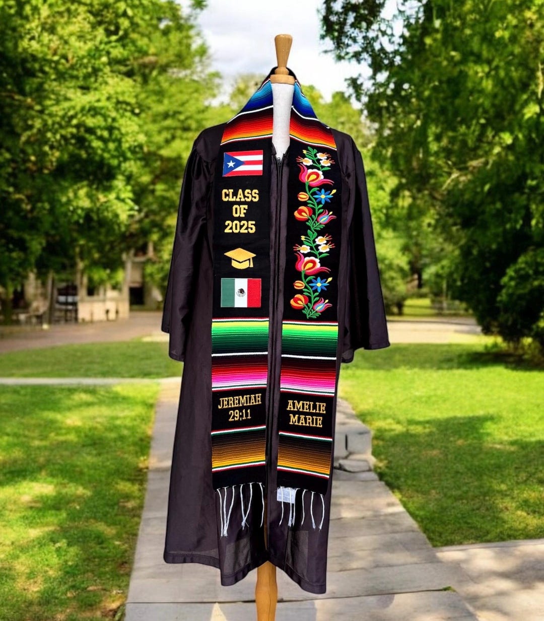 Floral Embroidered Personalized Mexican Graduation Stole/limited ...