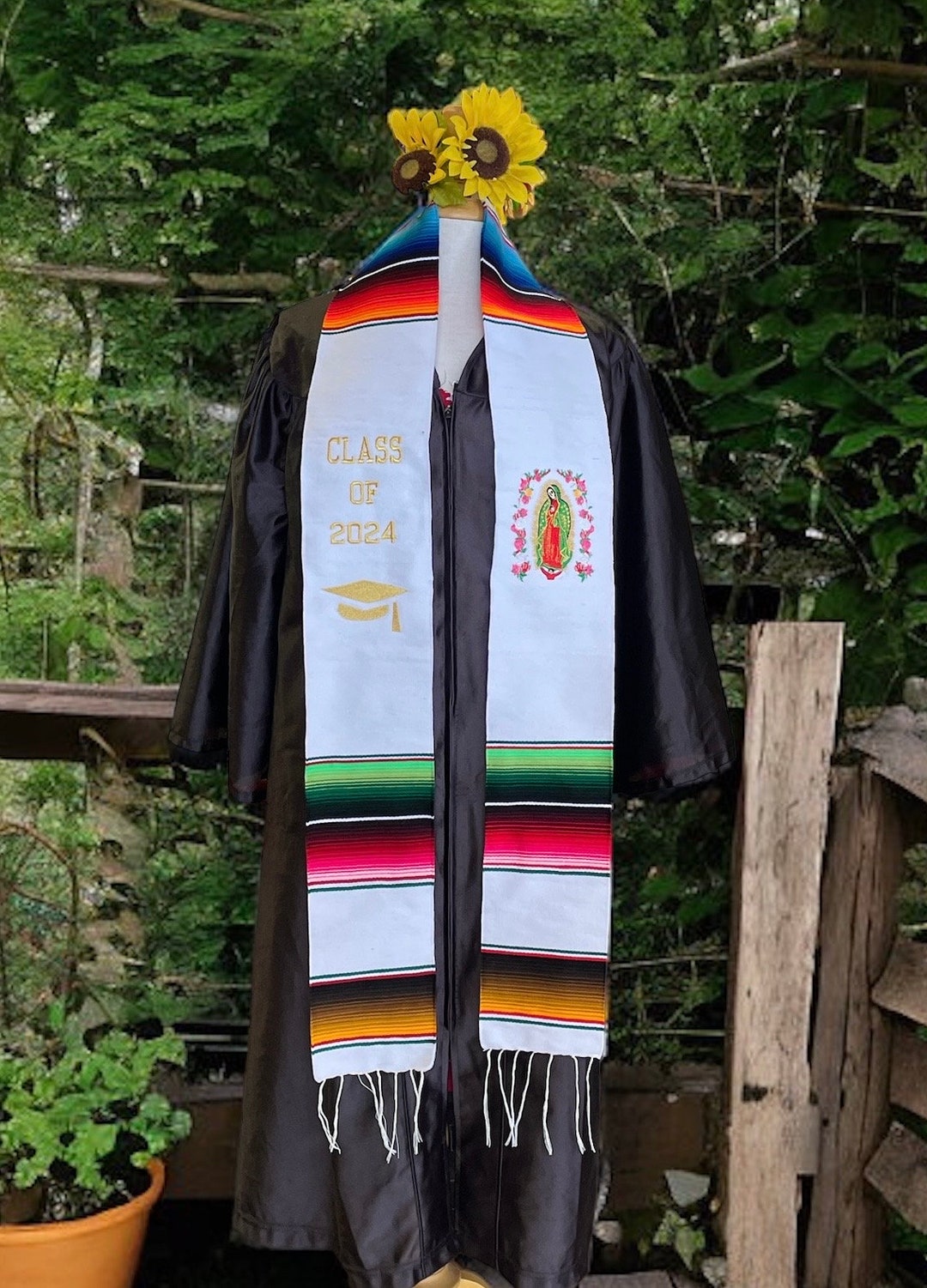 Virgen Mexican Sarape Graduation Stole, Personalized Stole - Etsy