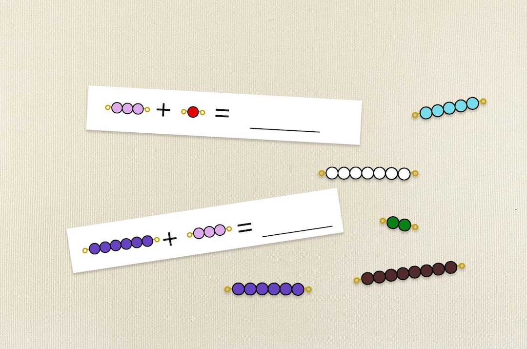 Montessori Bead Bar Addition Worksheet. Montessori Primary Math Work ...