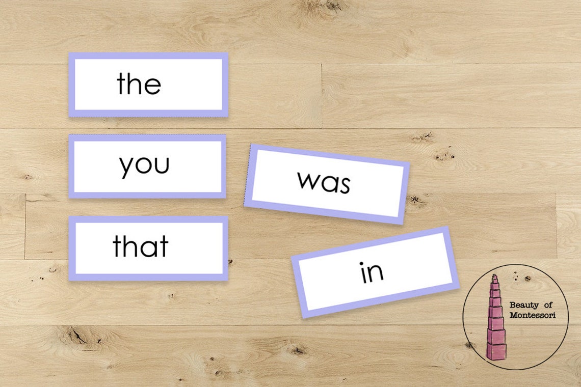 Montessori Sight Words Word Cards- Montessori Reading Lilac Series ...