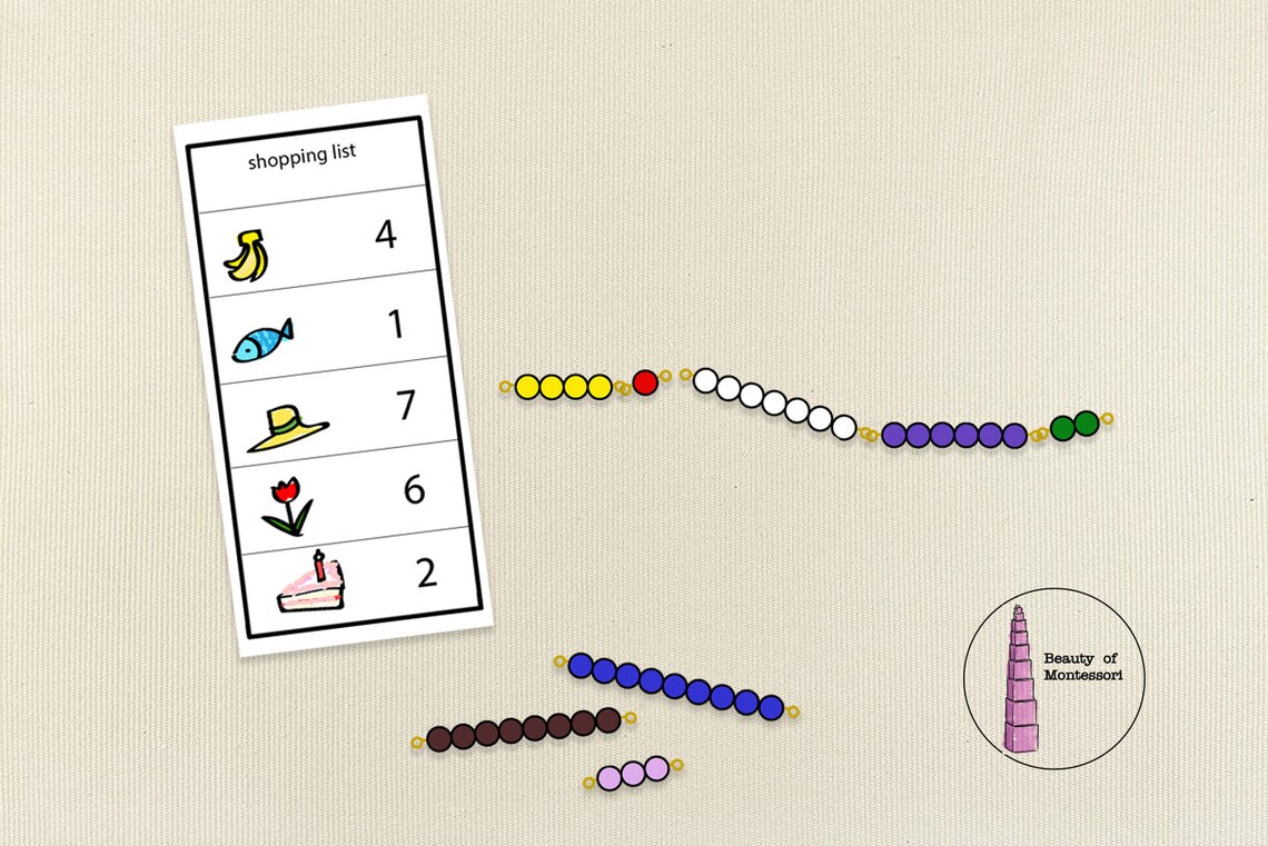 Montessori Addition/ Linear Counting/ Fetching Numbers Game. Montessori ...