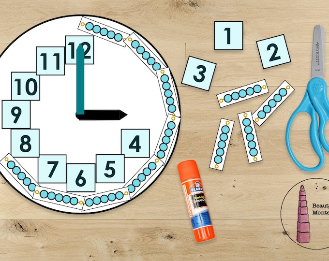 Time Fraction Learning Set, Fraction of Time, Telling Time, Montessori ...