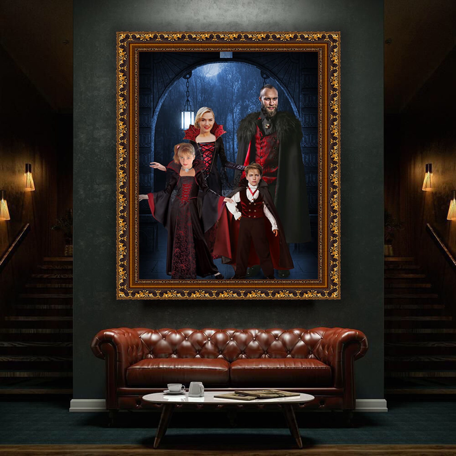 Custom Family Portrait Vampire Portrait for Family Halloween - Etsy