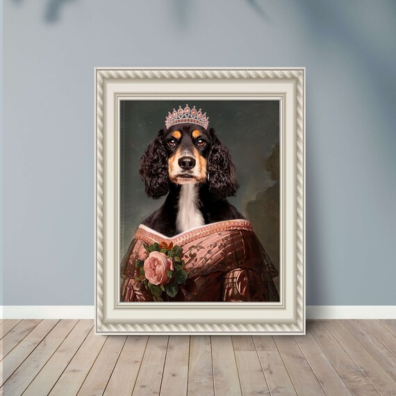 Custom Princess Dog Portrait Custom Queen Pet Portrait | Etsy