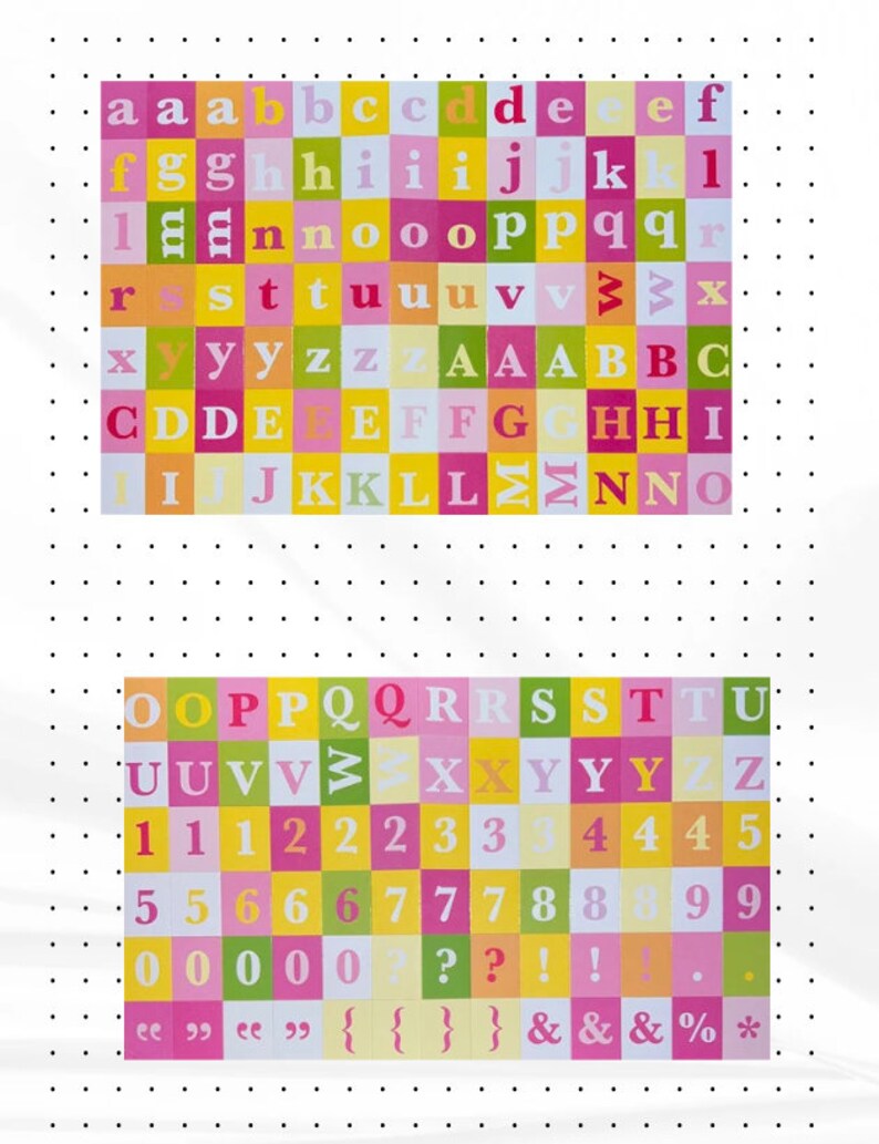 Alphabet Sticker Sheet Letters, Numbers, Punctuation, Symbols Stickers ...