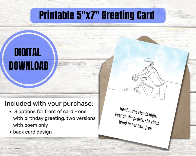 Greeting Card for Cyclist Printable Birthday Card for Cyclist Printable ...