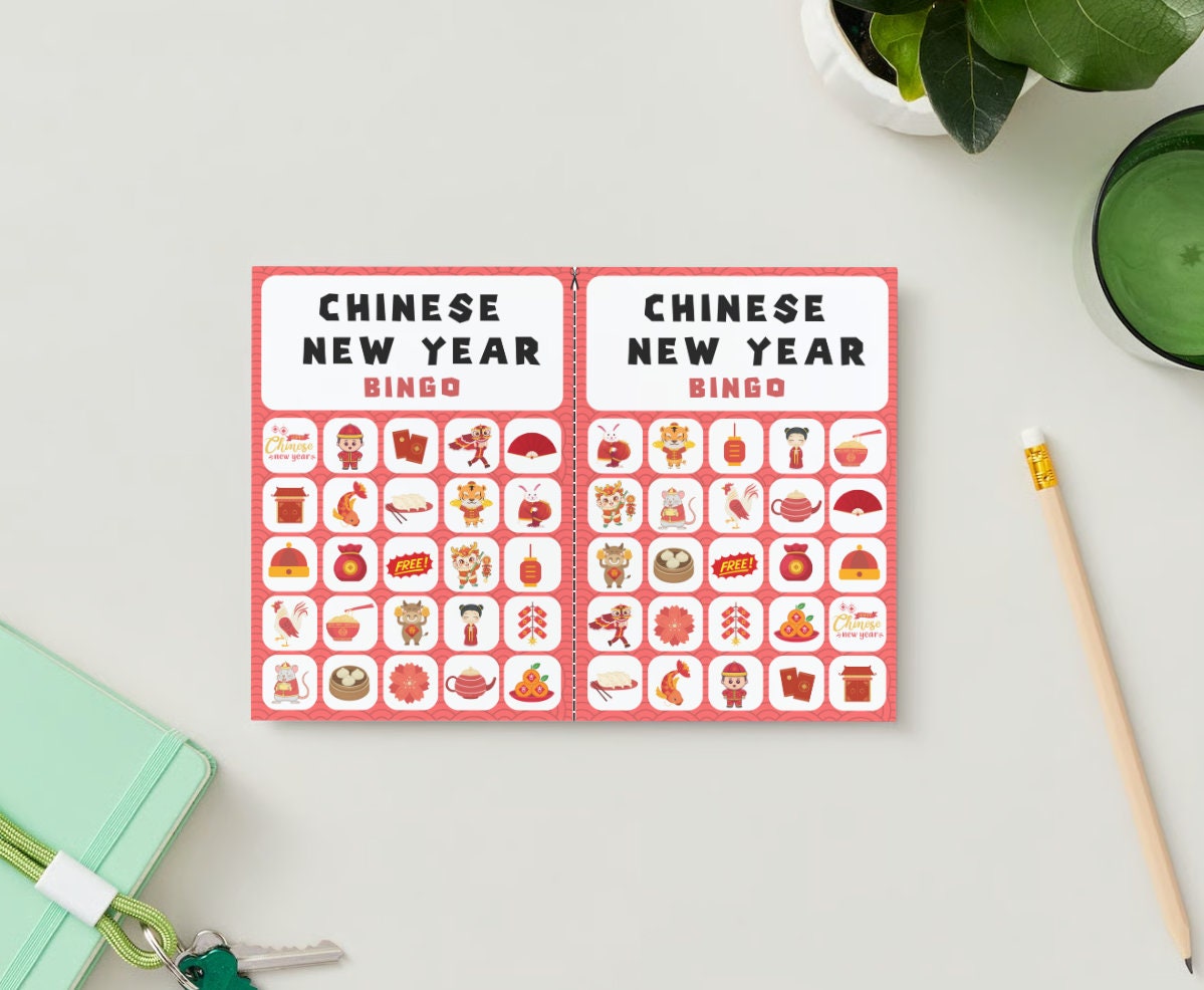Chinese New Year Bingo Cards, Printable New Year Party Game for Kids ...