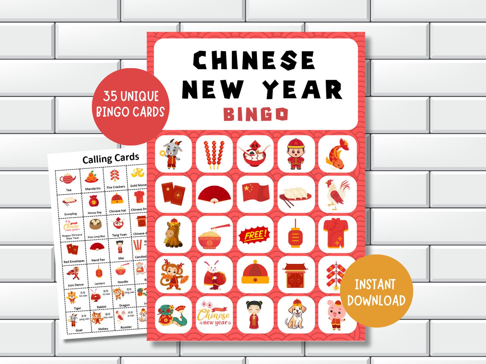Chinese New Year Bingo Cards, Printable New Year Party Game for Kids ...