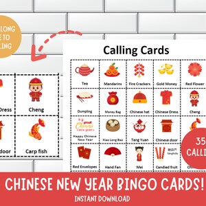 Chinese New Year Bingo Cards, Printable New Year Party Game for Kids ...