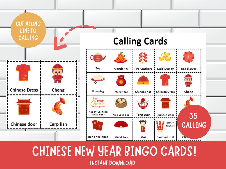 Chinese New Year Bingo Cards, Printable New Year Party Game for Kids ...
