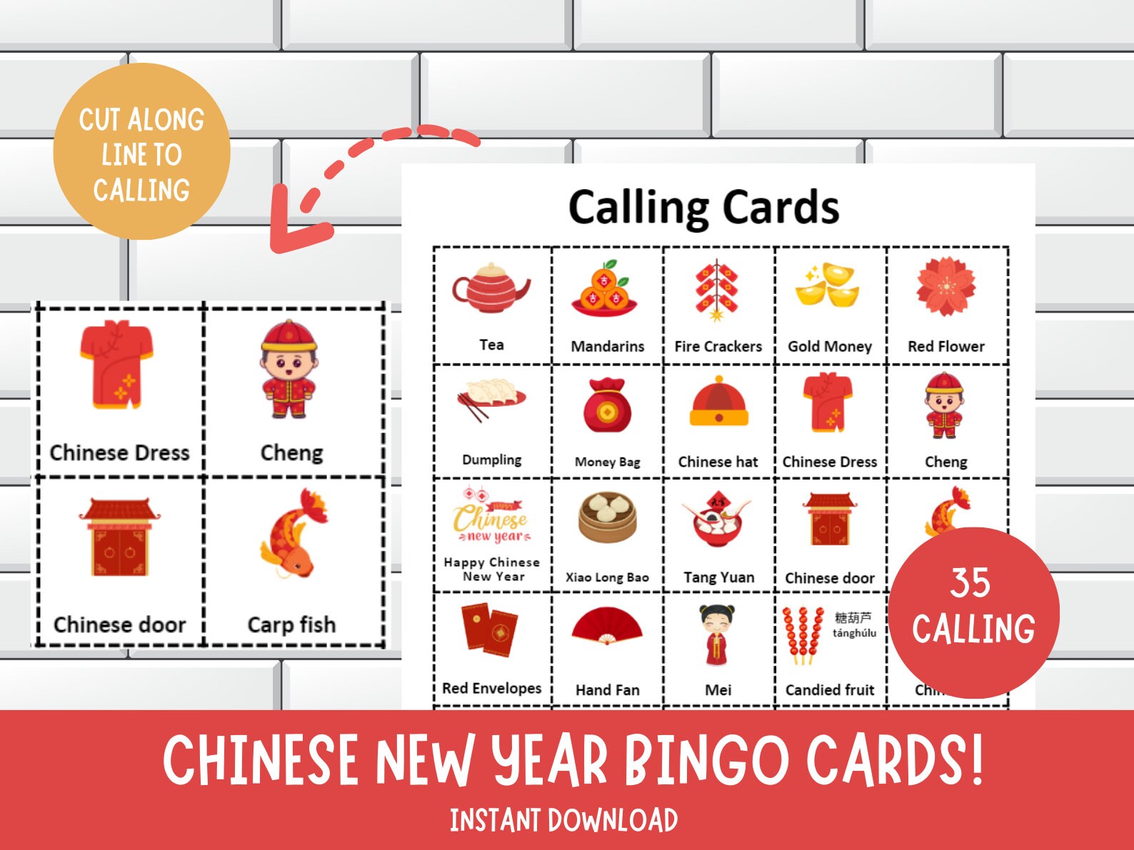 Chinese New Year Bingo Cards, Printable New Year Party Game for Kids ...