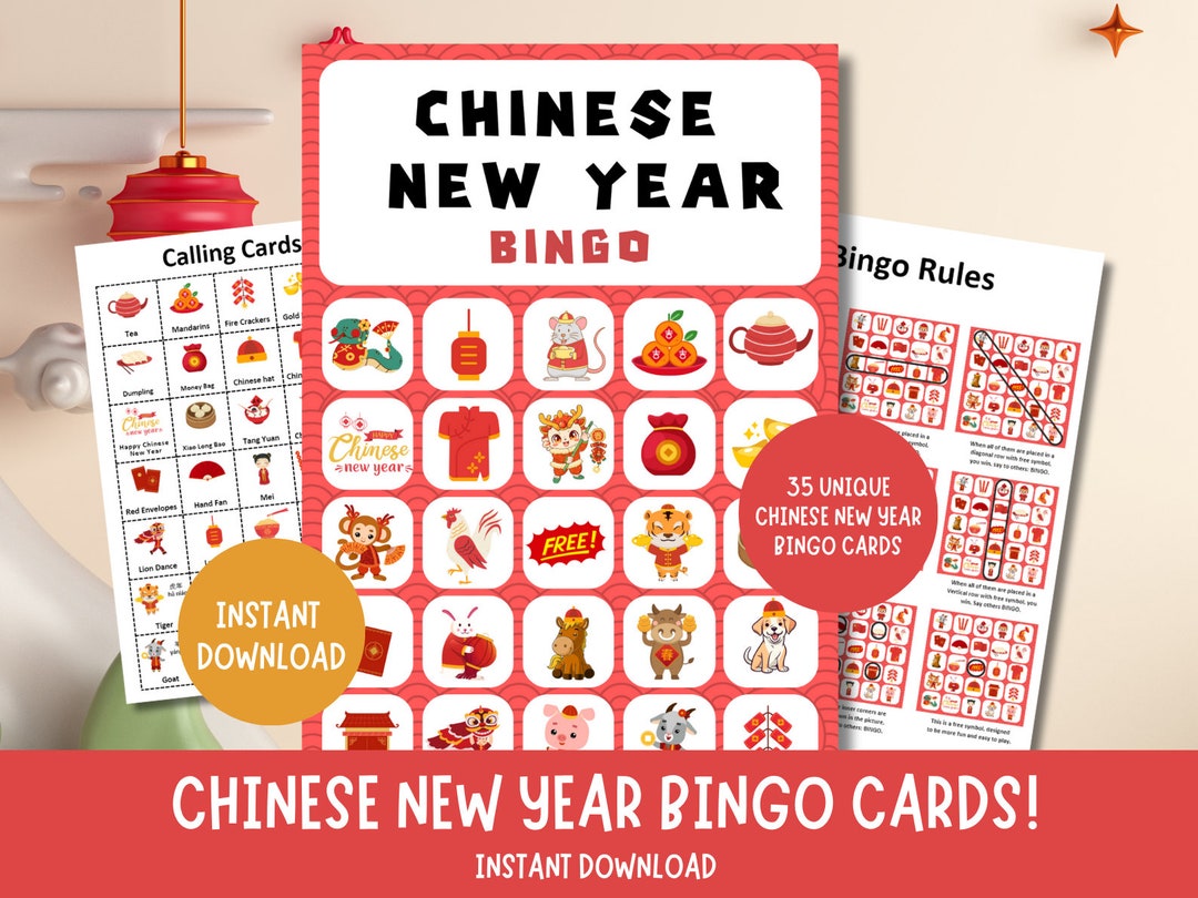 Chinese New Year Bingo Cards, Printable New Year Party Game for Kids ...