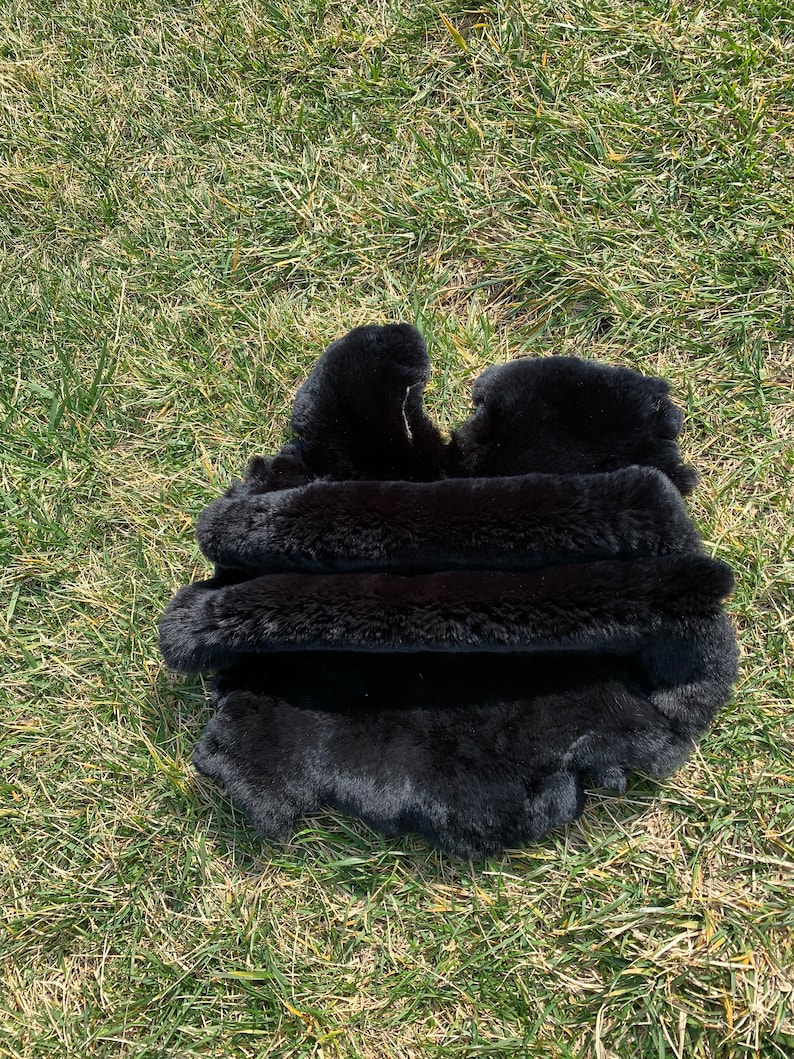Black Rabbit Fur Jumbo Size Natural Black Rabbit Rex Pelt | Etsy