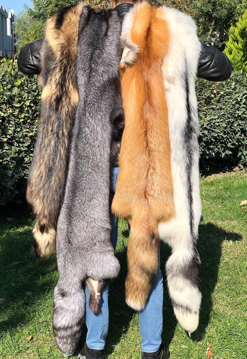 GENUINE WILD ANIMAL Pelt High Quality 1st Class Red Silver White Fox ...