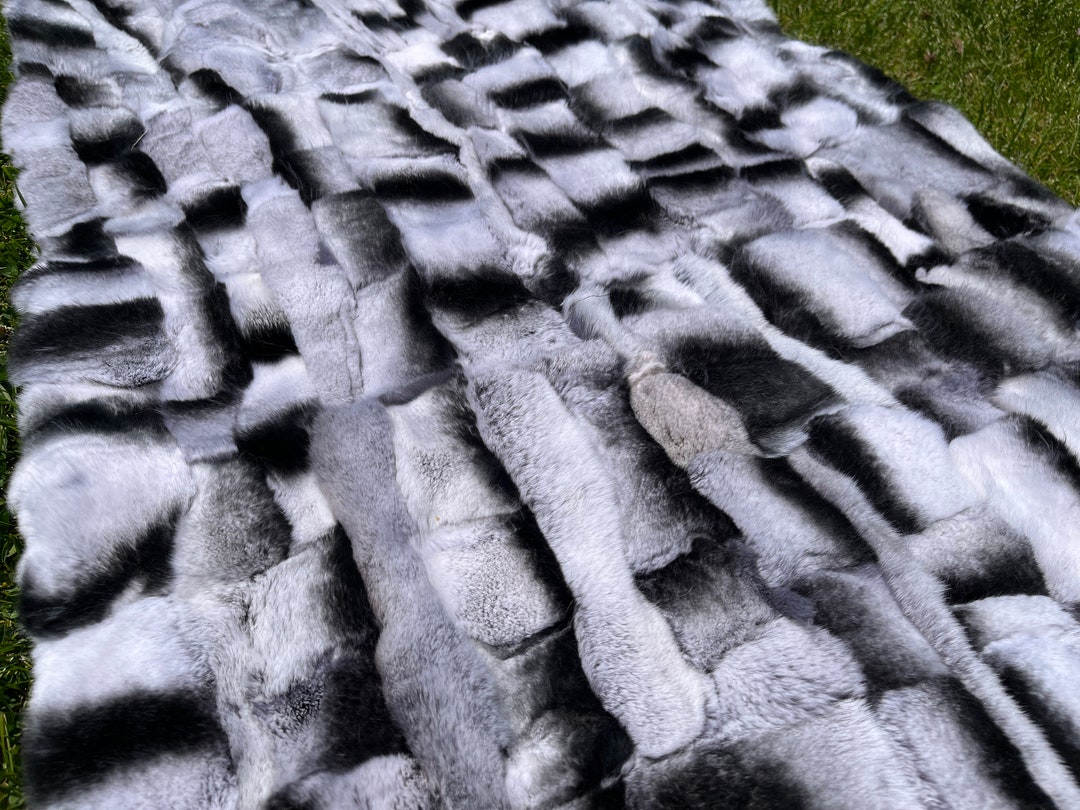 Chinchilla Print Rex Rabbit Fur, White Rex Rabbit Fur, Throw Rabbit ...
