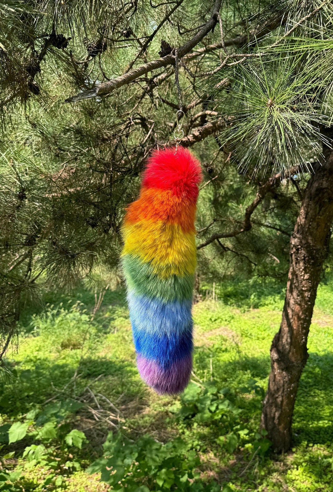 Rainbow Fox Tail, Genuine Fox Tail, Real Animal Tail, Fox Tail Keychain ...