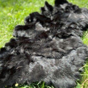 5 Pack Rabbit Hide, Bulk Black Rabbit Fur, Genuine Animal Fur, Black ...