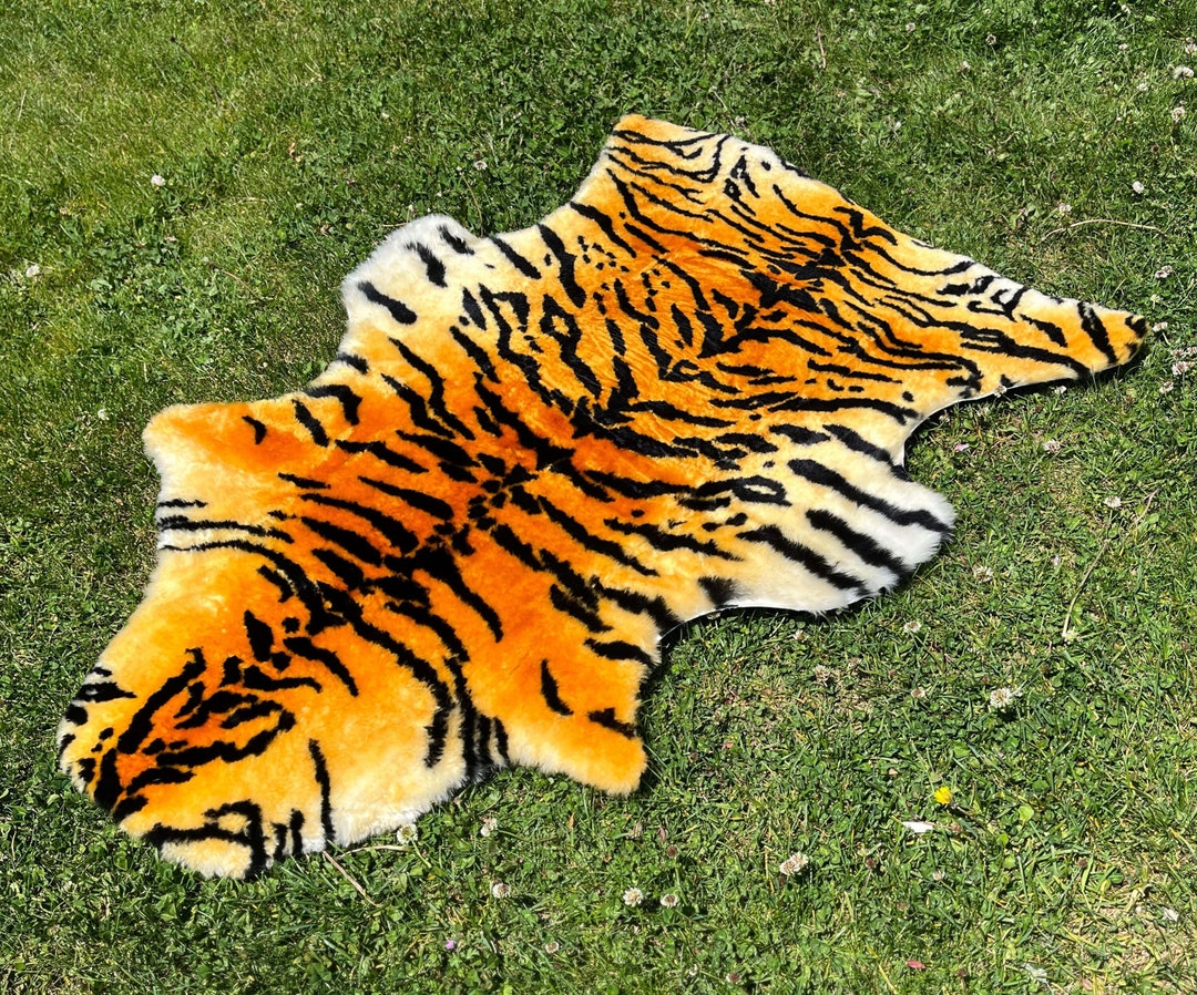 Very Realistic Tiger Print Sheepskin, Real Tiger Pattern Fur, Throw ...