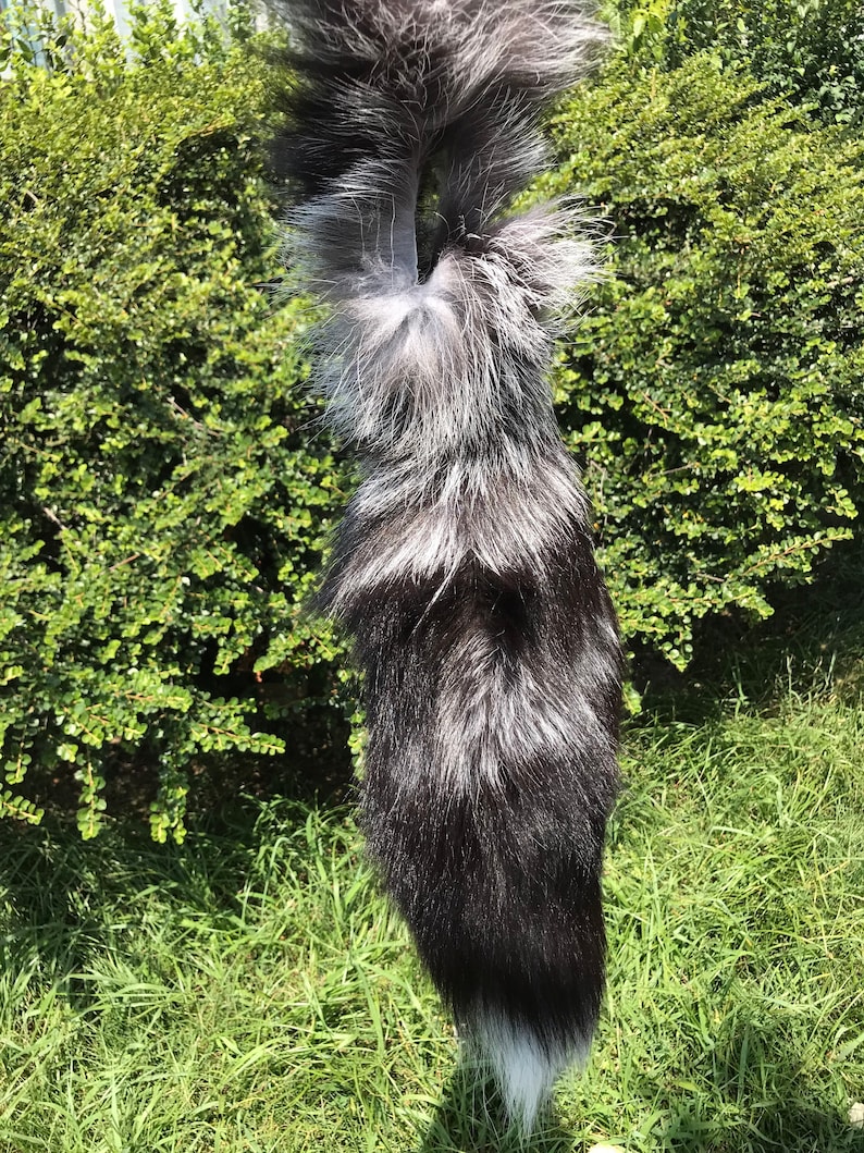 Wild Silver Foxtail Genuine Fox Tail Real Fox Fur 1st Quality Soft XL ...