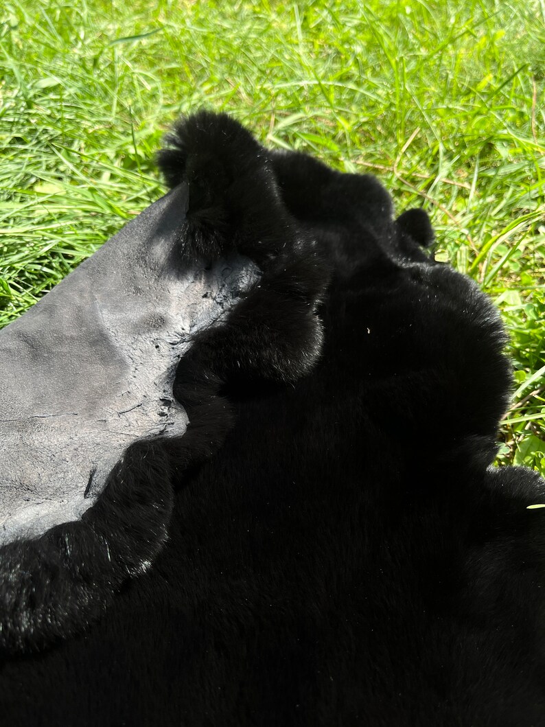 Black Rabbit Fur Jumbo Size Natural Black Rabbit Rex Pelt Rabbit Pelt ...