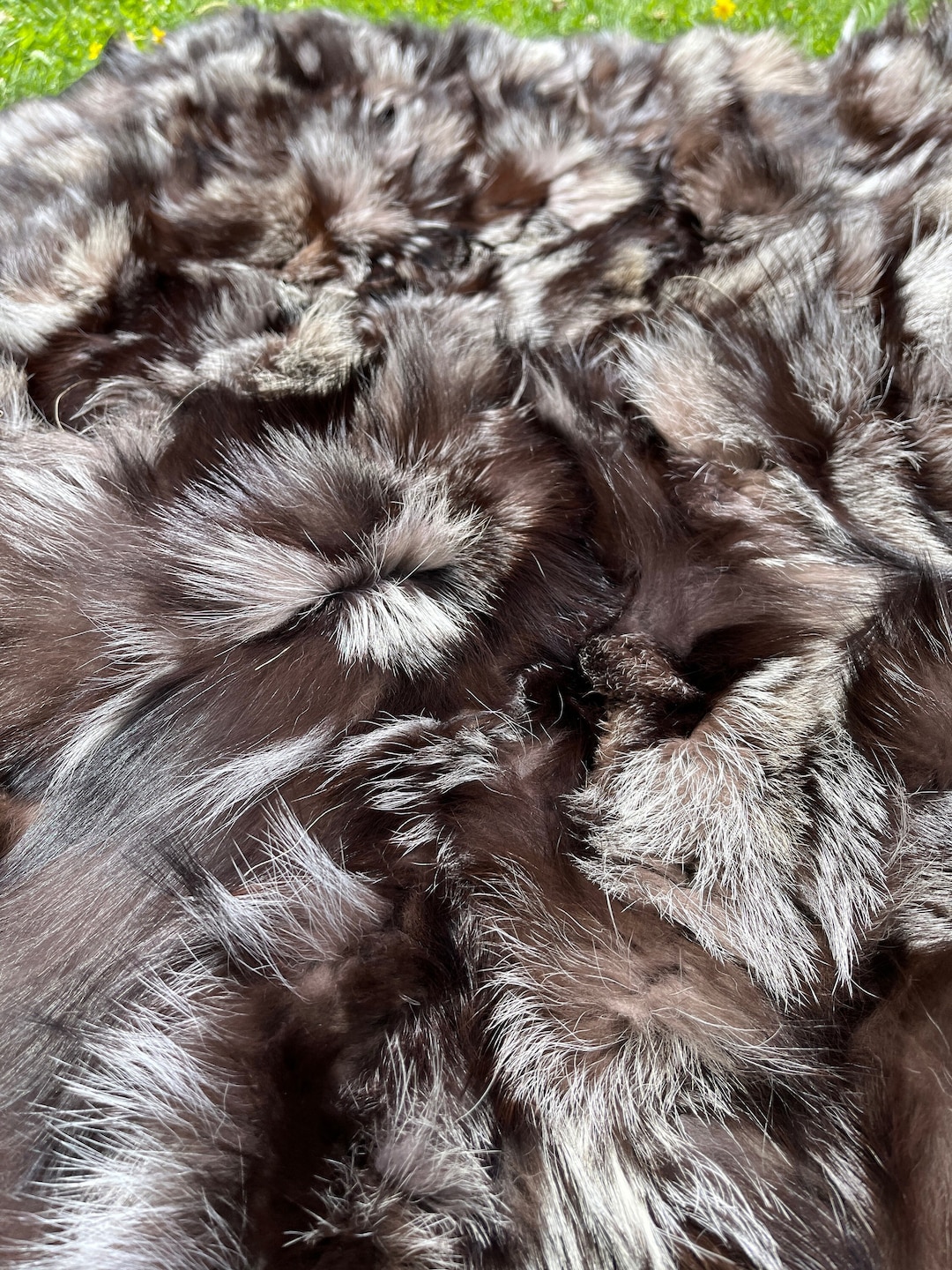 Silver Gray Fox Fur, Patchwork Animal Hide, Genuine Fox Fur, Natural ...