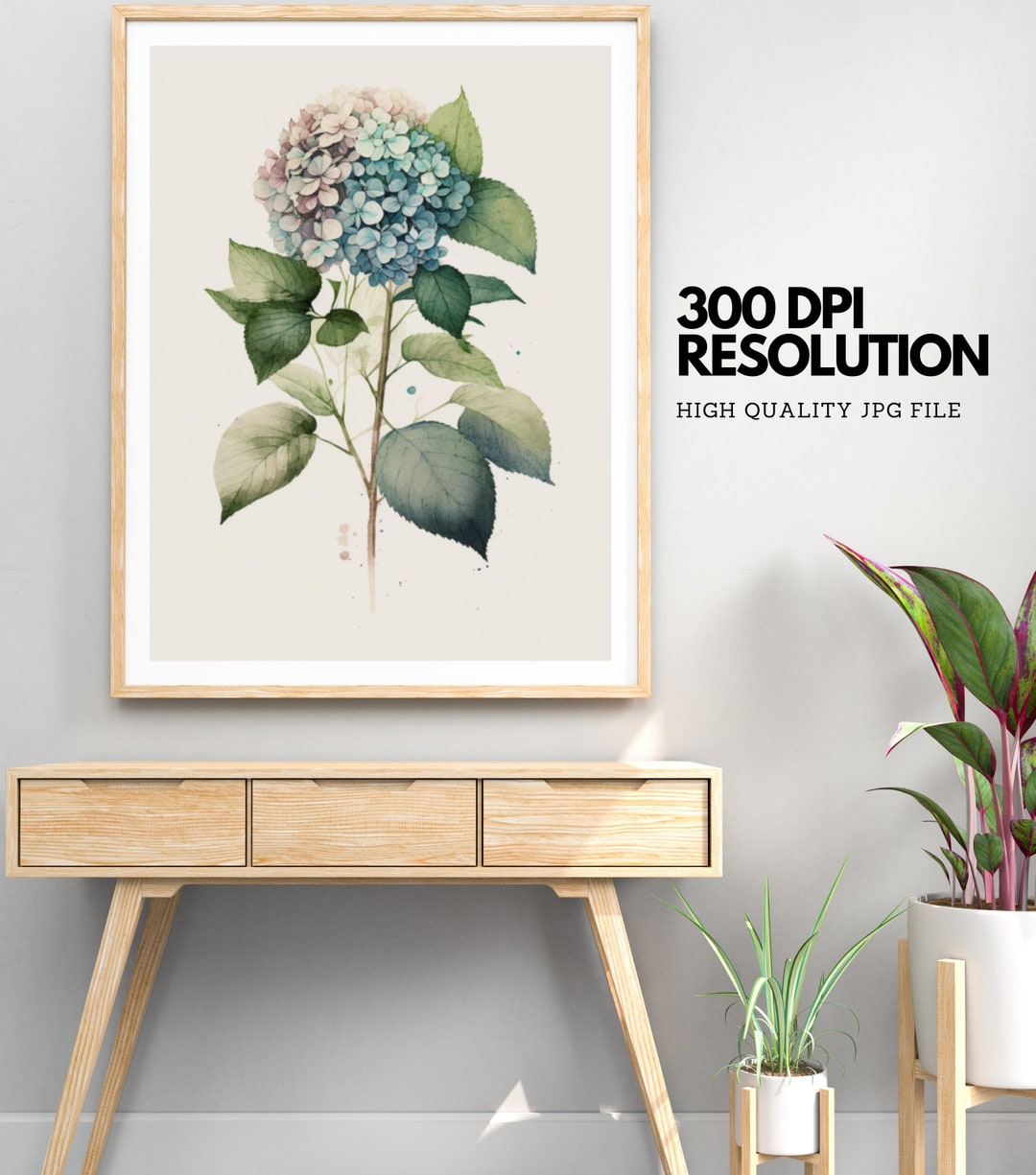 Printable Hydrangea, Minimalistic Floral Prints, Watercolor Printable ...