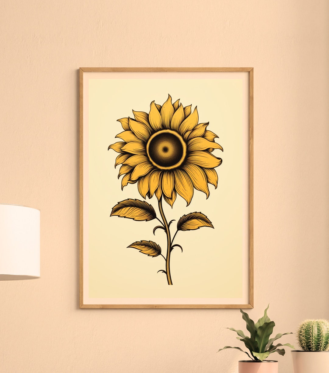 Retro Sunflower Printable Watercolor Art Sunflower Decor - Etsy