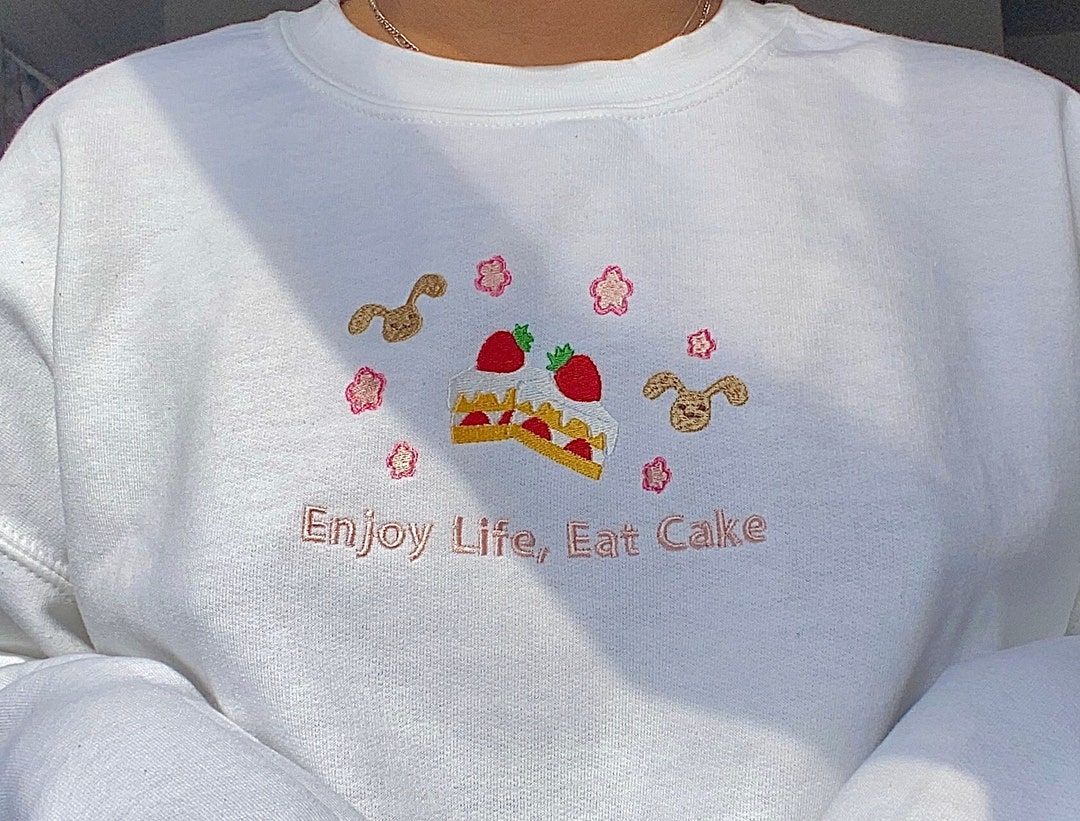 Strawberry Cake Embroidery - Cute Kawaii Anime Sweatshirt, Otaku ...
