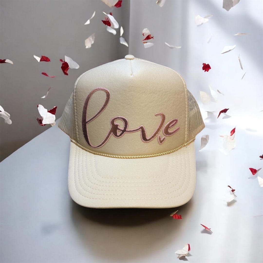 Love Trucker Hat | Rose Gold Script Patch, Valentine's Day Gift - Etsy