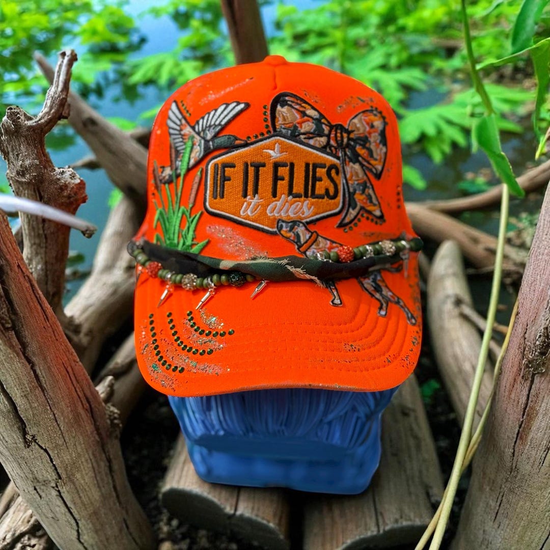 Women's Blaze Orange Hunting Cap: Embroidered Duck & Dog Design - Etsy