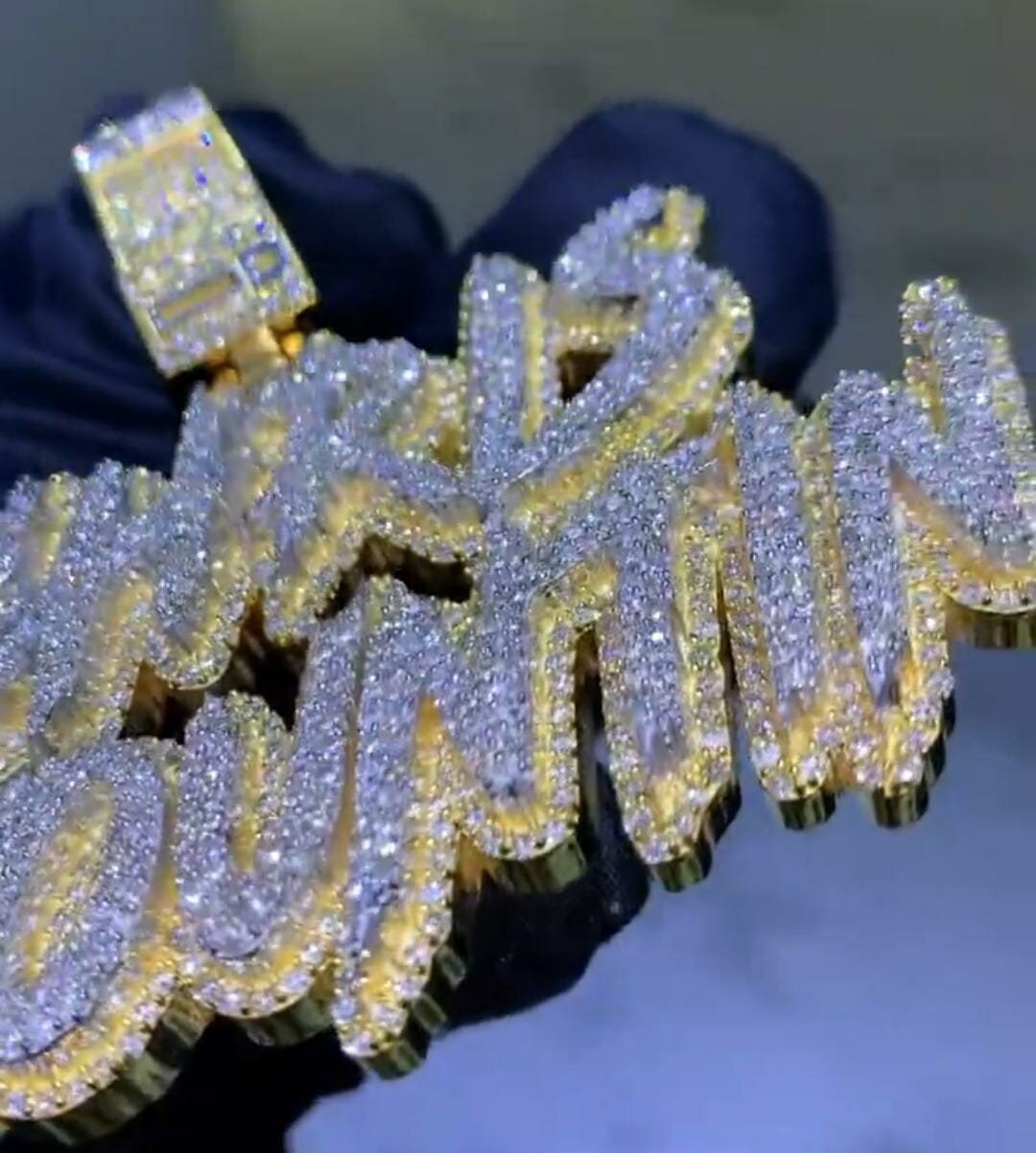 Moissanite Custom 3D Letter Hip Hop Pendant, Moissanite Diamond Two ...