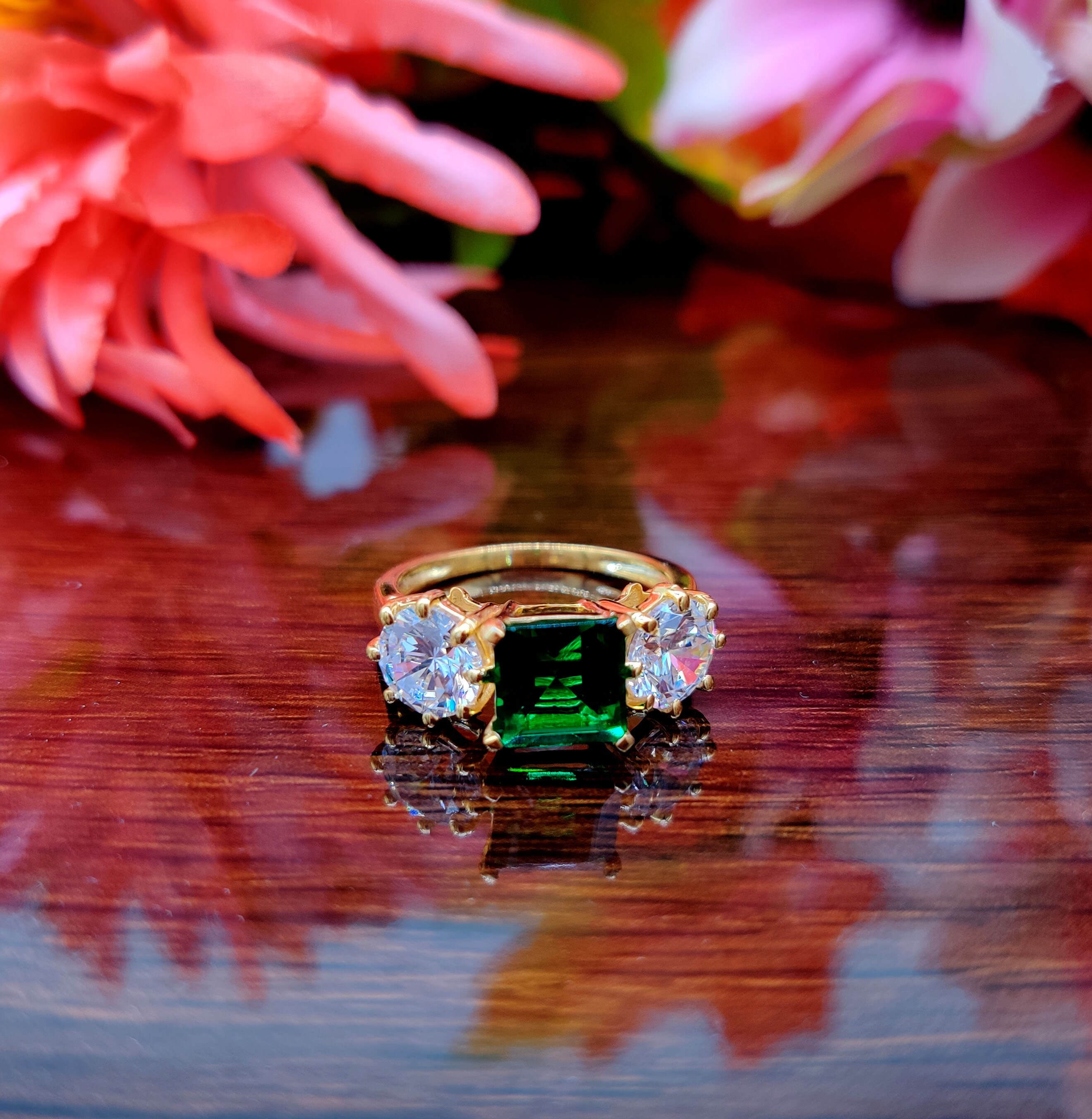 5ct Emerald Cut Gemstone Ring Green Emerald Wedding | Etsy