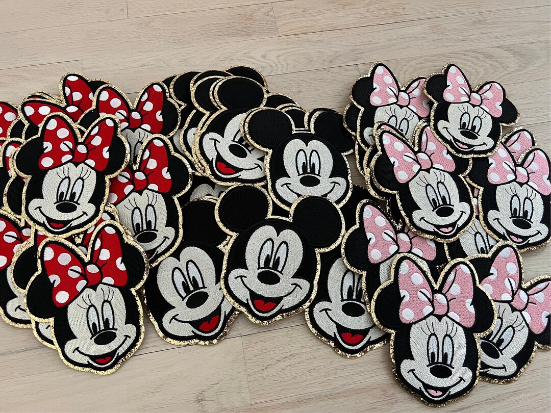 5.5 Inch Glitter Embroidered Mickey Iron on Patch Embroidered Minnie ...