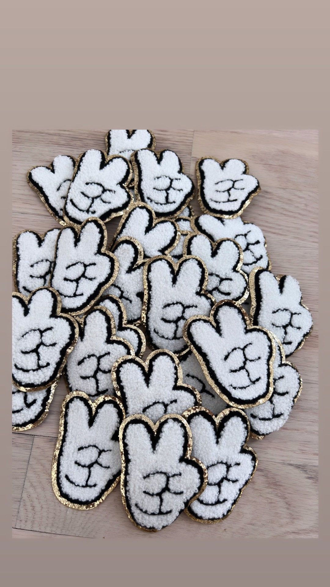 Mickey Peace Sign Hand Chenille Glitter Iron on Patch- Mickey Mouse ...