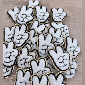 Mickey Peace Sign Hand Chenille Glitter Iron on Patch Mickey - Etsy