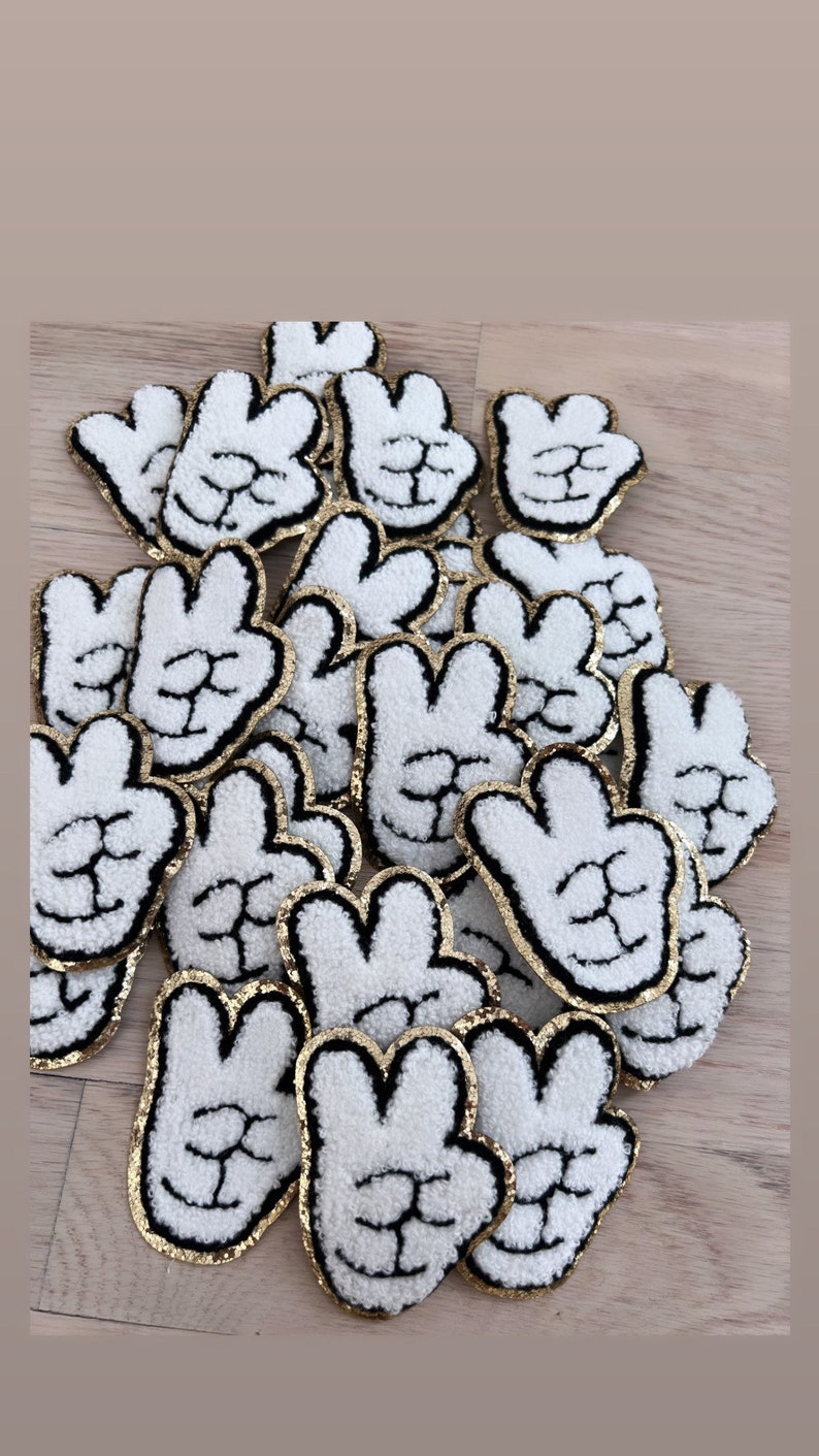 Mickey Peace Sign Hand Chenille Glitter Iron on Patch Mickey - Etsy