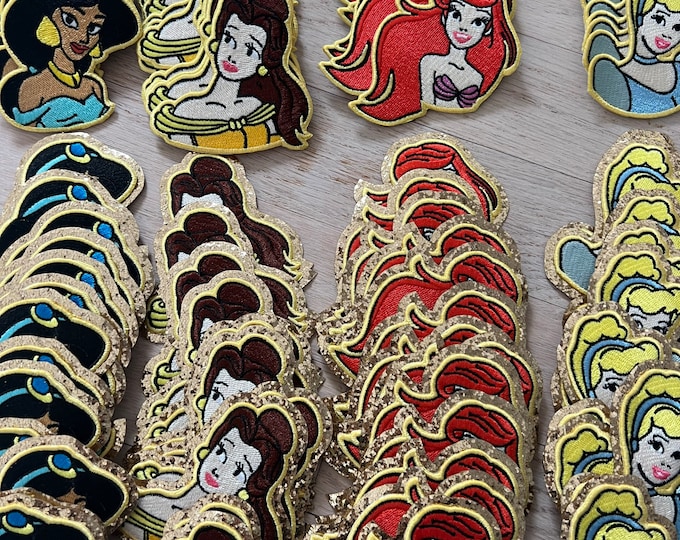 IRON ON Embroidered Princess Patches- Cinderella Patch- Ariel Patch ...