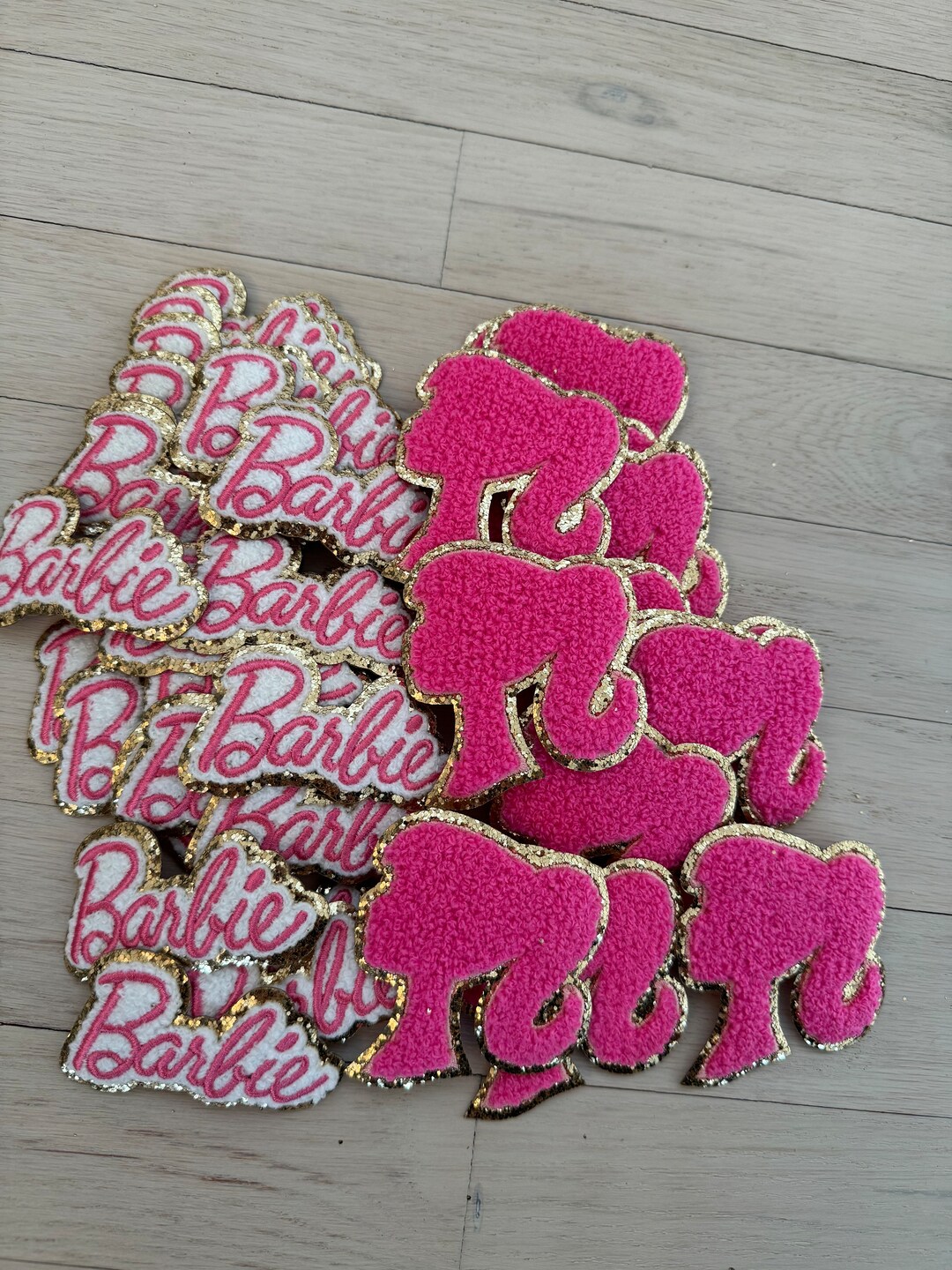 IRON ON Barbie Patch- Barbie Sillouette Patch- Barbie Chenille Glitter ...