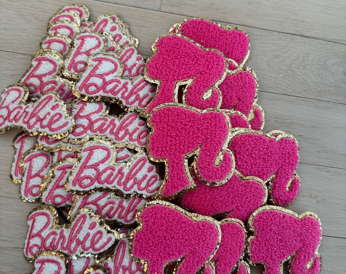 IRON ON Patch-barbie Logo Inspired-iron on Patches-glitter-embroidered ...