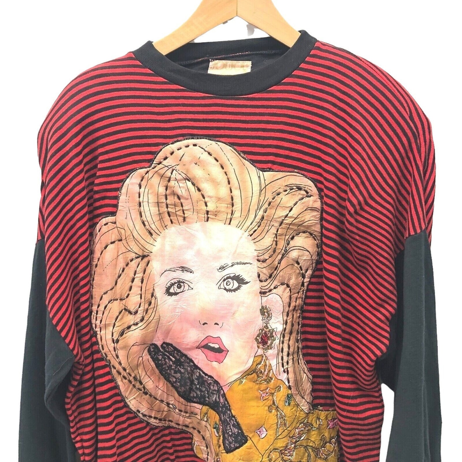 Vintage Face Tunic Top Shirt Applique Art to Wear Pullover - Etsy