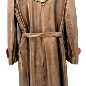 Vintage Dan Di Modes Leather Trench Coat Medium Brown Belted Double ...