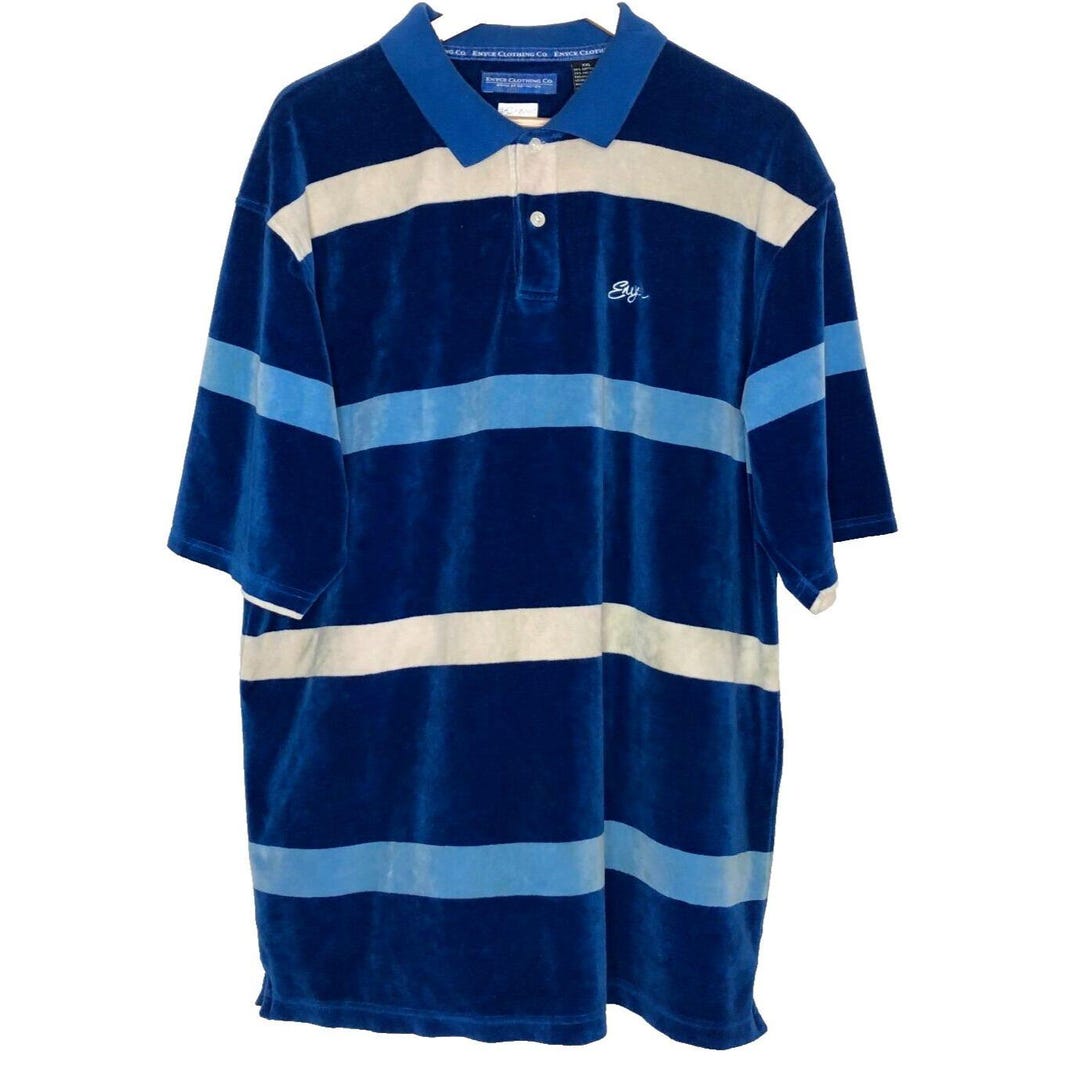 Y2K Enyce Velour Stripe Polo Men's Shirt Size XXL 90s Logo Hip Hop ...