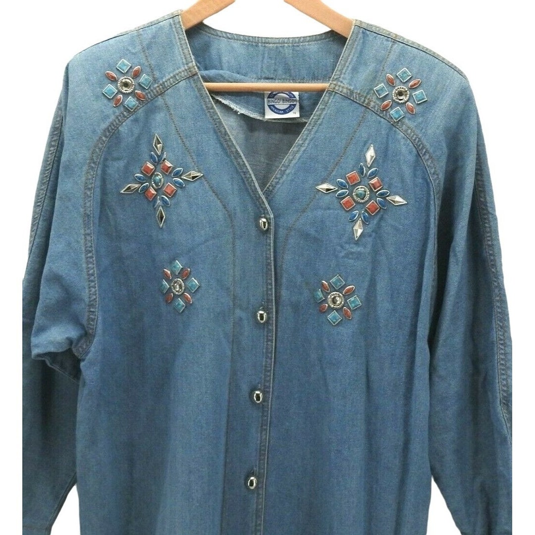 Vintage Bingo Bingo Tunic Top Jacket Embellished USA Rodeo Western Size ...