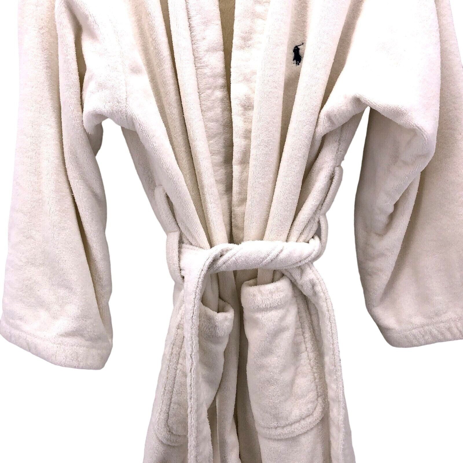 Vintage Polo Ralph Lauren Robe Mens One Size Heavy Belted White Logo ...