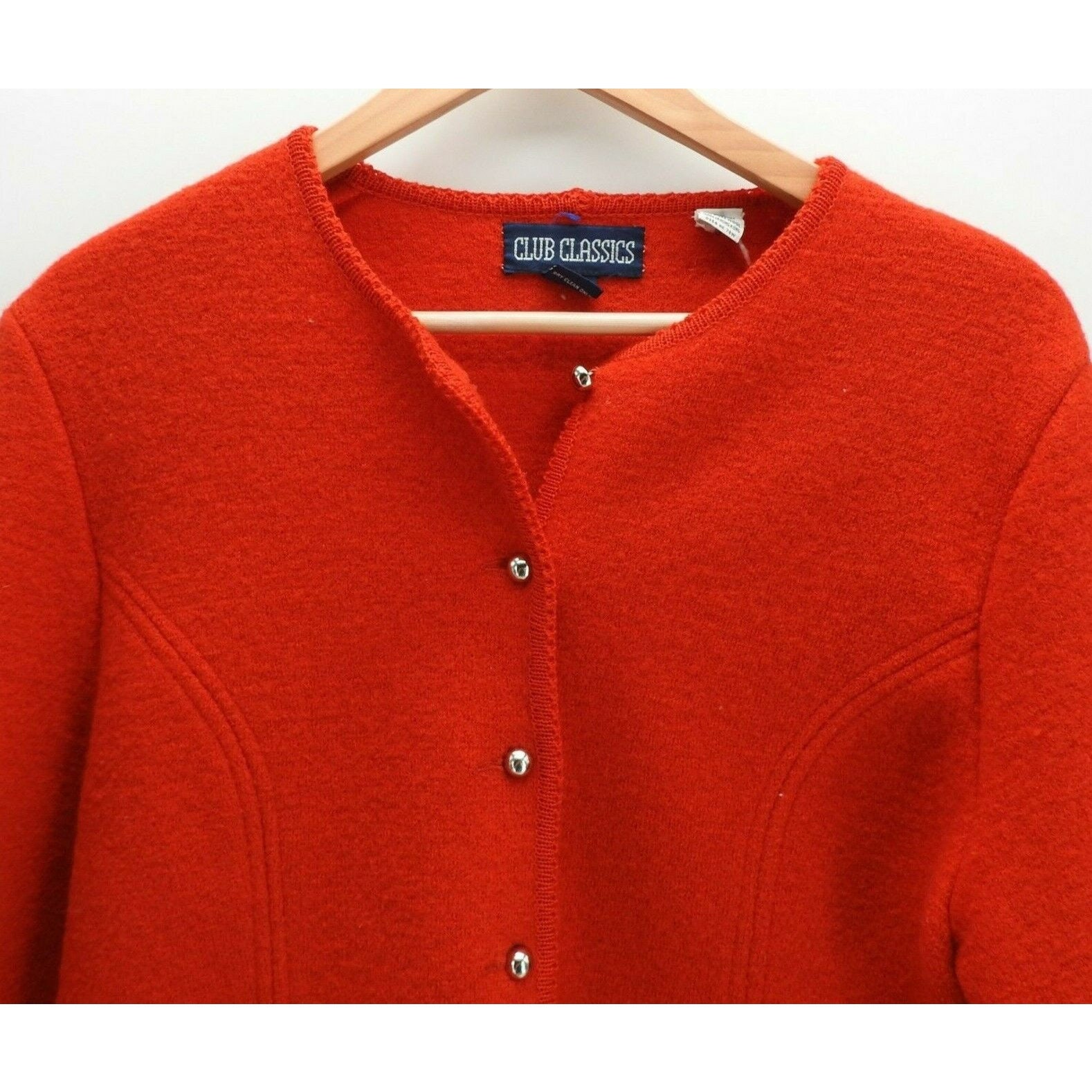 Vintage Club Classics Women's Jacket Red Gold Button 100% Wool Long ...