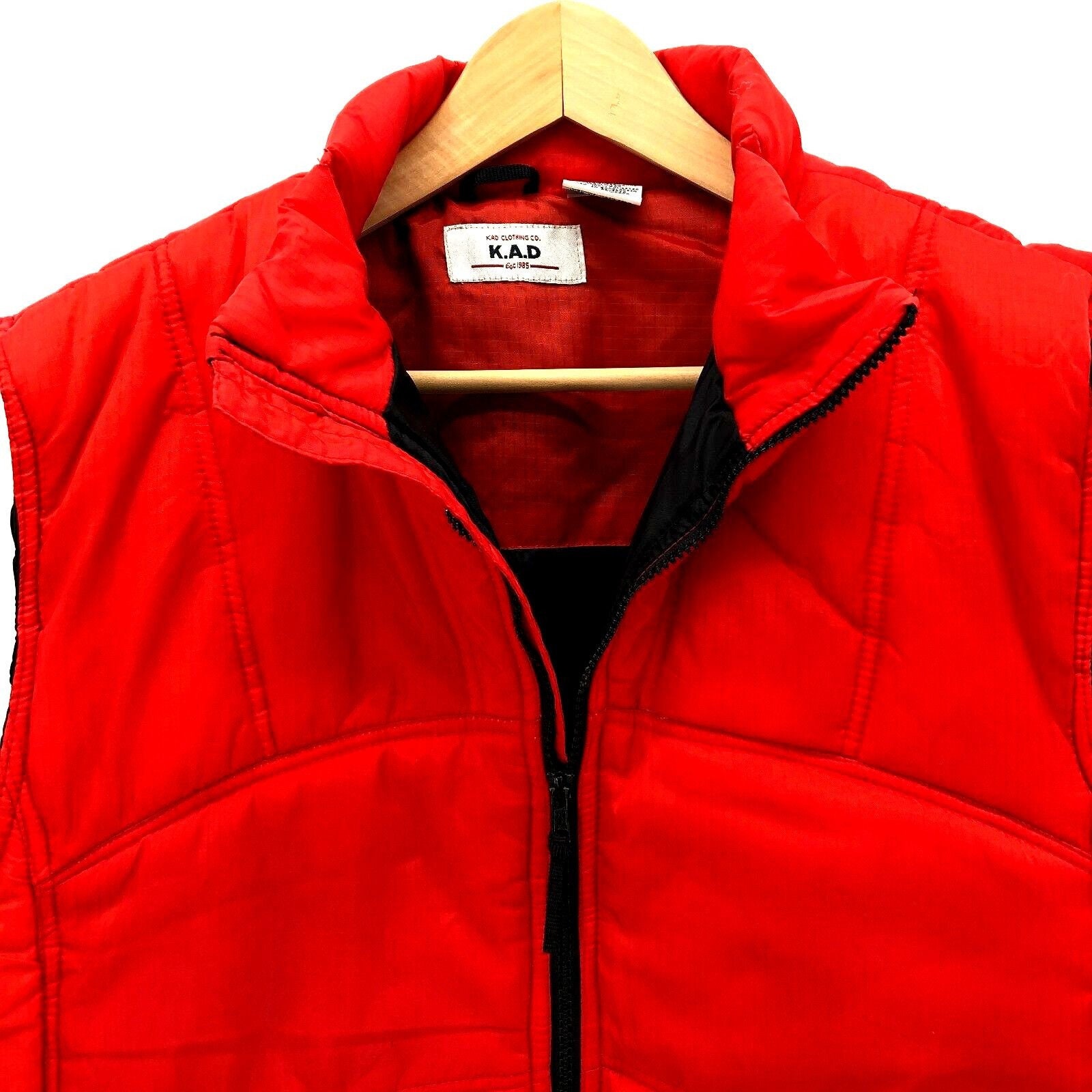 Vintage Kad Clothing Co Puffer Vest Size XL Red Zipp Pockets Front ...