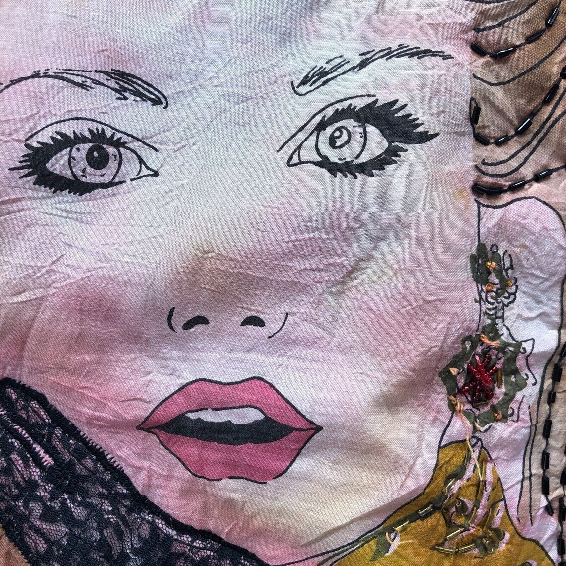 Vintage Face Tunic Top Shirt Applique Art to Wear Pullover - Etsy