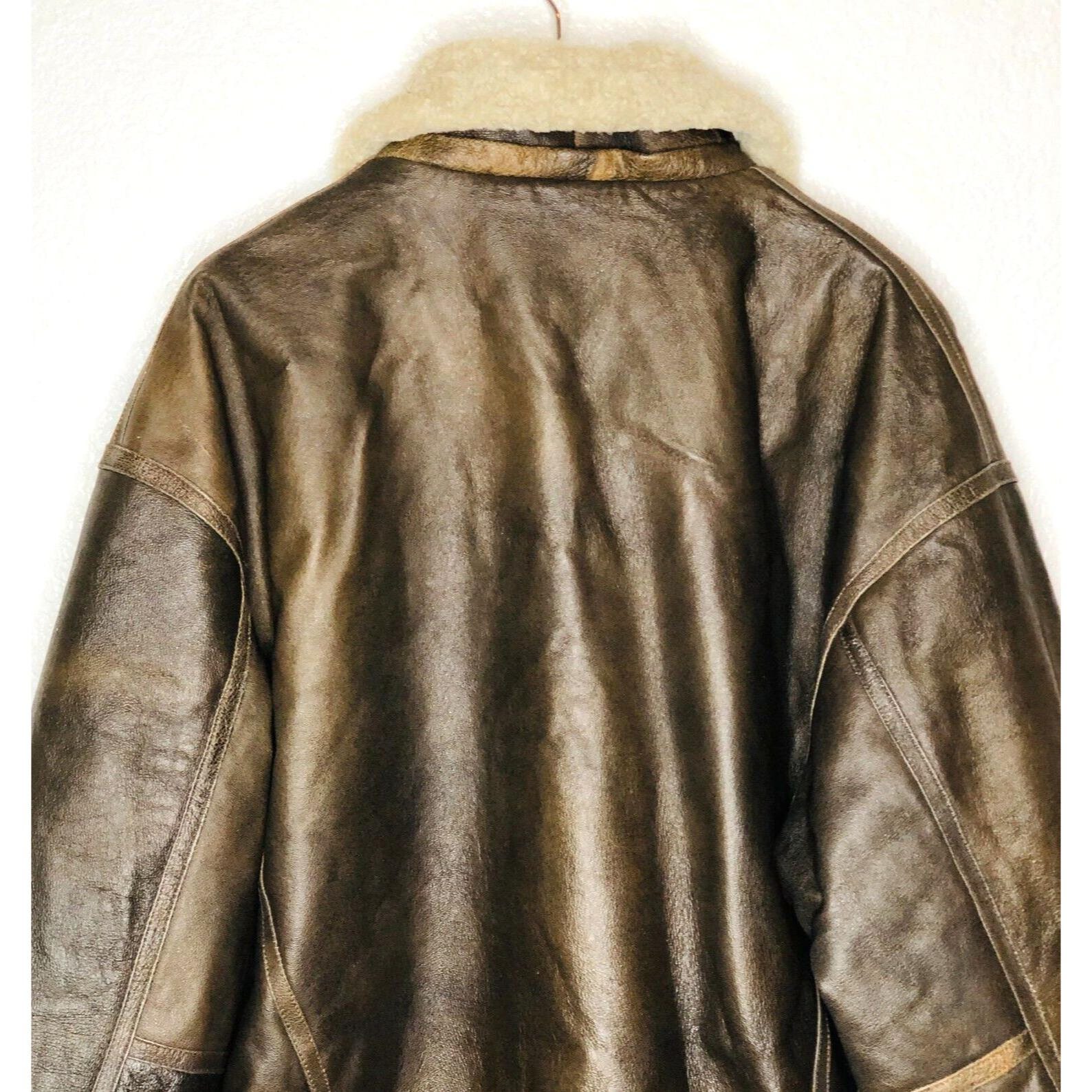 Wilsons Leather Sherpa Mens Bomber Aviator Jacket XL Street Reversible ...