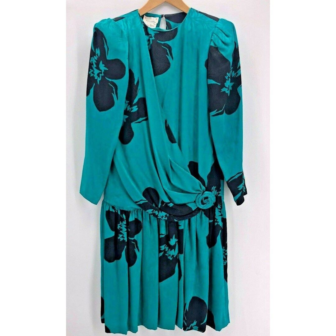 Vintage Silks by St. Gillian Dress Drop Waist 3/4 Sleeve Faux - Etsy